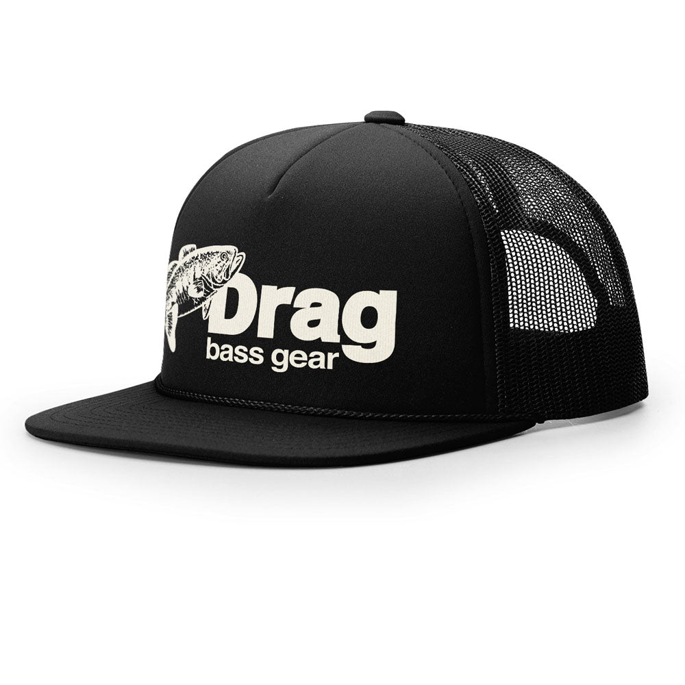 Drag Large Mouth Black Old School Foam Front Trucker Hat – Drag Bass Gear